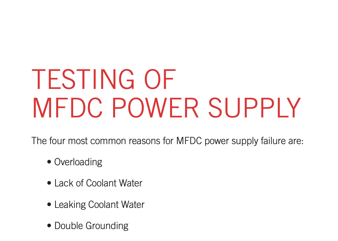 Testing of MFDC Power Supply - RoMan Manufacturing